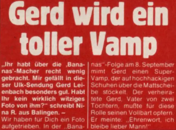 GERD LEIENBACH: "Bananas"-Comedian, Sänger und Radiomoderator verstorben!